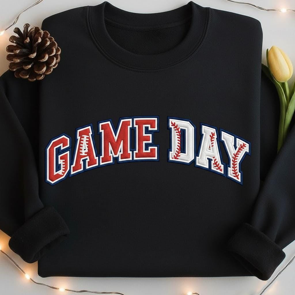 Game Day Embroidered Sweatshirt, Varsity Baseball Letter Crewneck ...