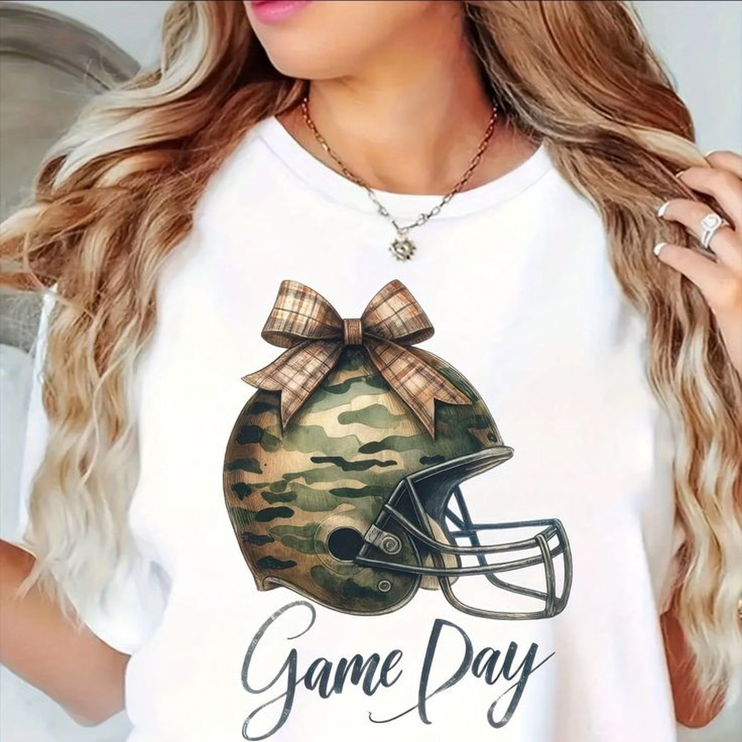 Game Day Football Helmeamo B1Ow Graphic S1Hirt For WoM1en, Perfect For ...