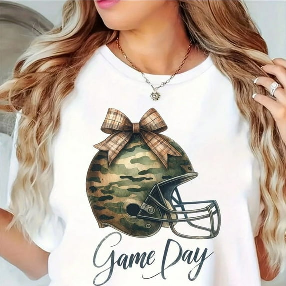Game Day Football Helmeamo B1Ow Graphic S1Hirt For WoM1en, Perfect For ...