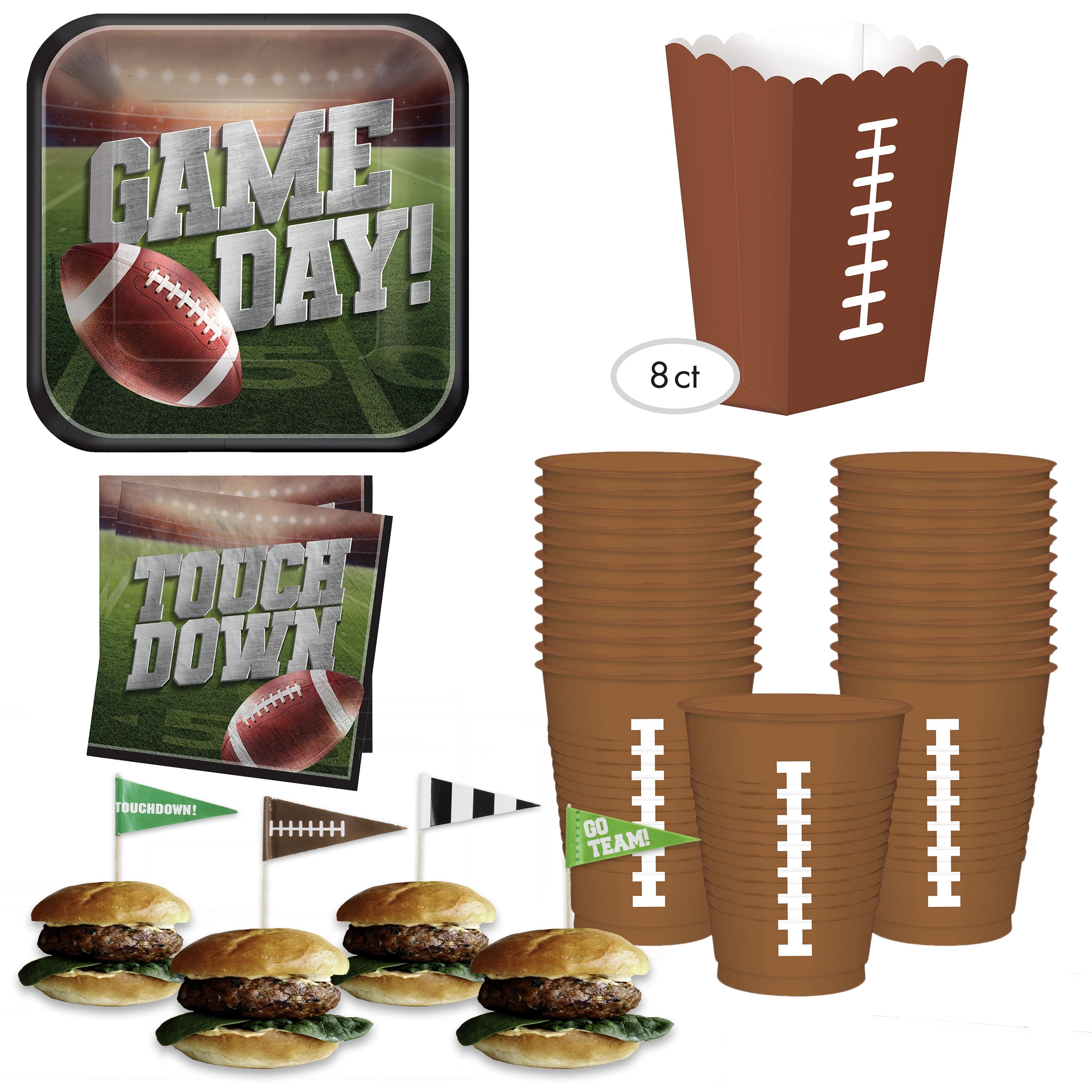 Football Party Snack Pack Tableware Supply 18 Guests 105pc Party ...