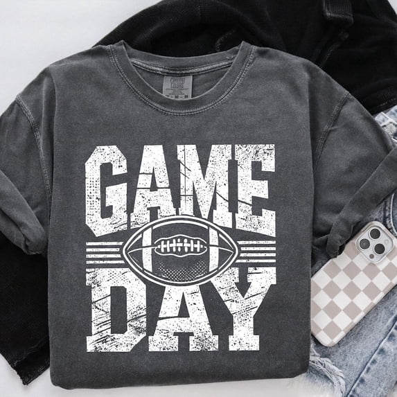Game Day Football Shirt Vintage Letter Graphic Fan Tee Comfort Colors ...