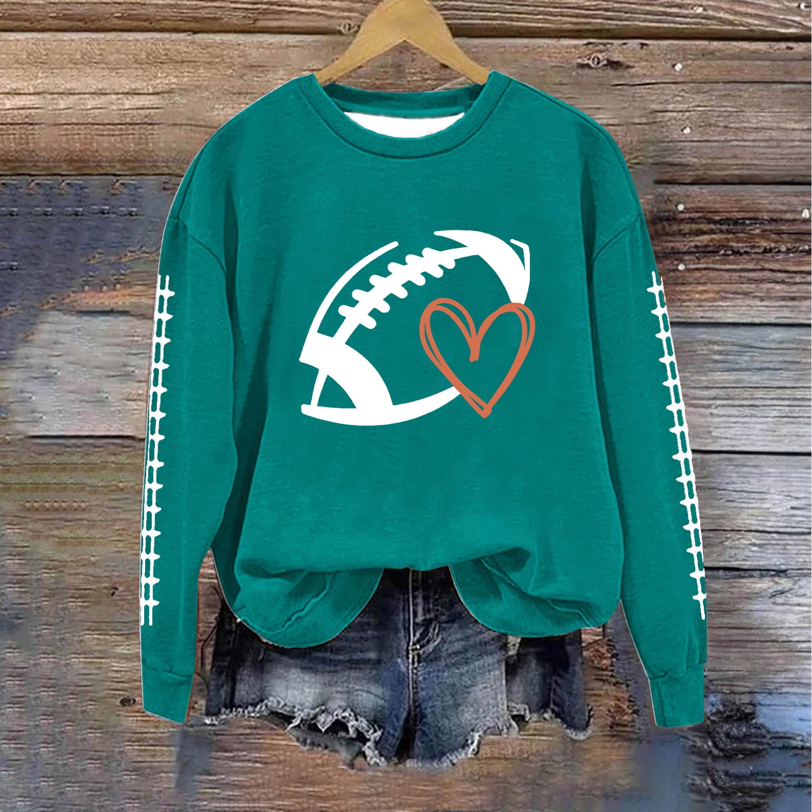 Game Day Football Sweatshirt for Women Graphic Print Sunday Casual Long ...