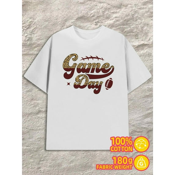 Game Day Football for men 180G 100% Cotton white Fashion Unisex Shirt ...