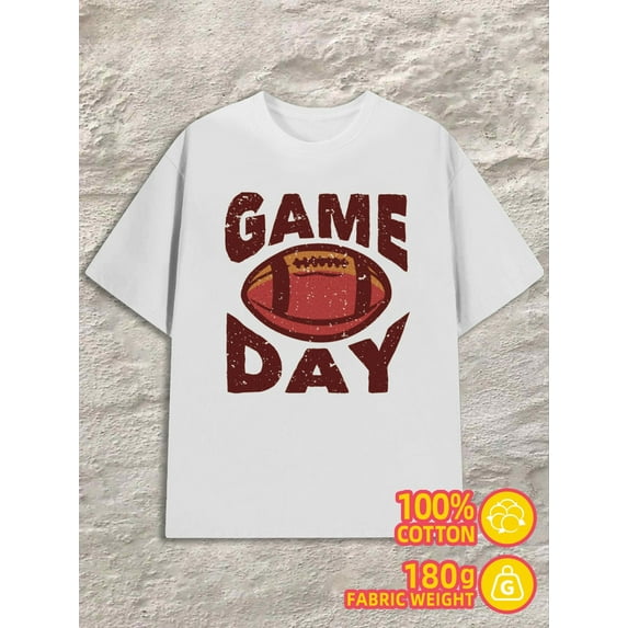 Game Day Football men's white 180G 100% Cotton New spring and fall ...