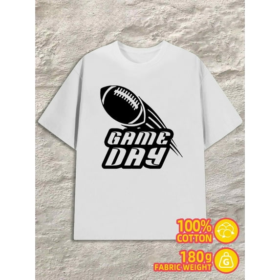 Game Day Football for men white 180G 100% Cotton Breathable fabric ...