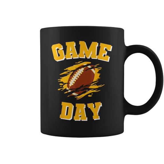 Game Day Kick Off Football Black And Yellow Team Fan Coffee Mugs ...