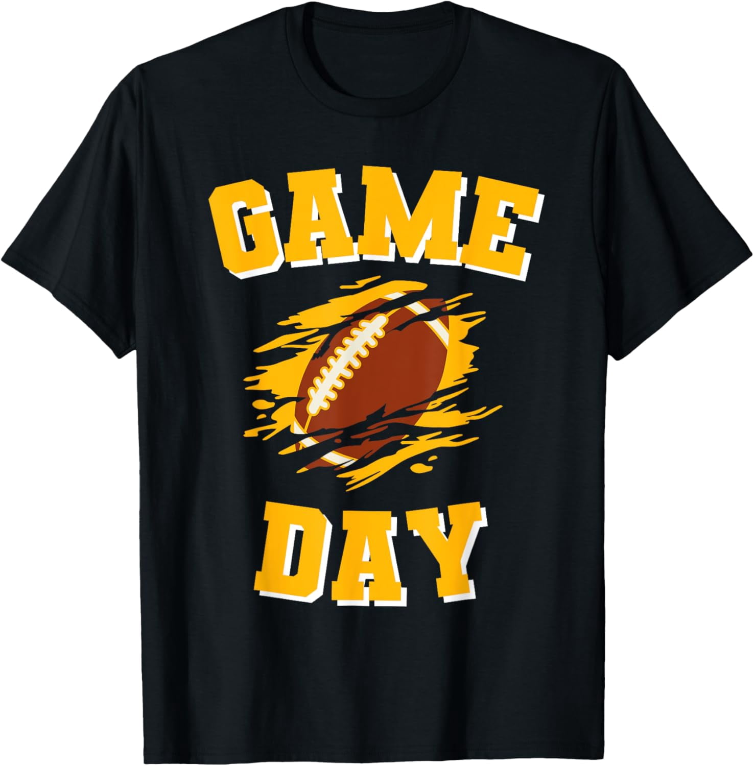 Game Day Kick Off Football Black and Yellow Team Fan T-Shirt - Walmart.com