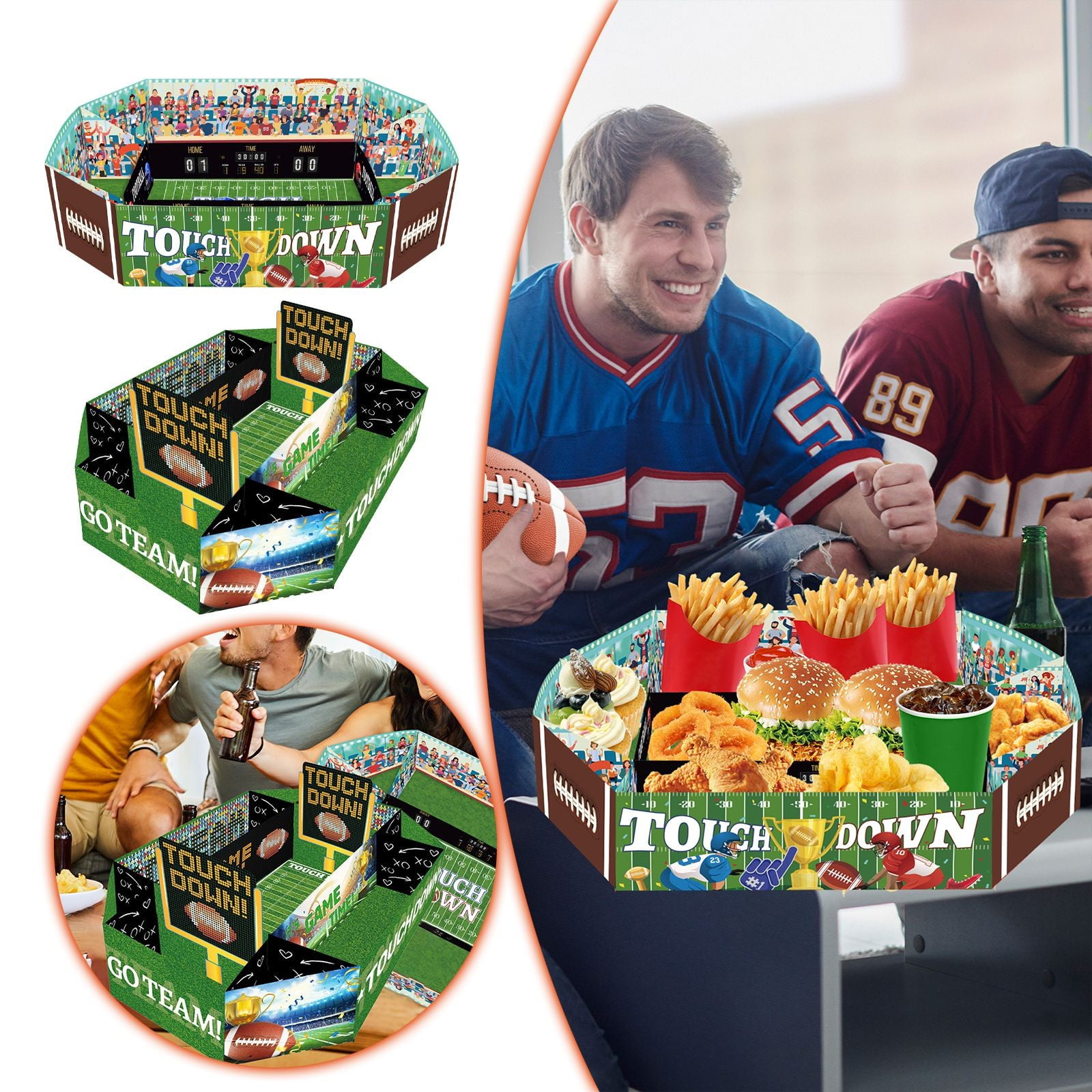 Game Day Party Food Display Stadium – Foldable Football Field Serving ...