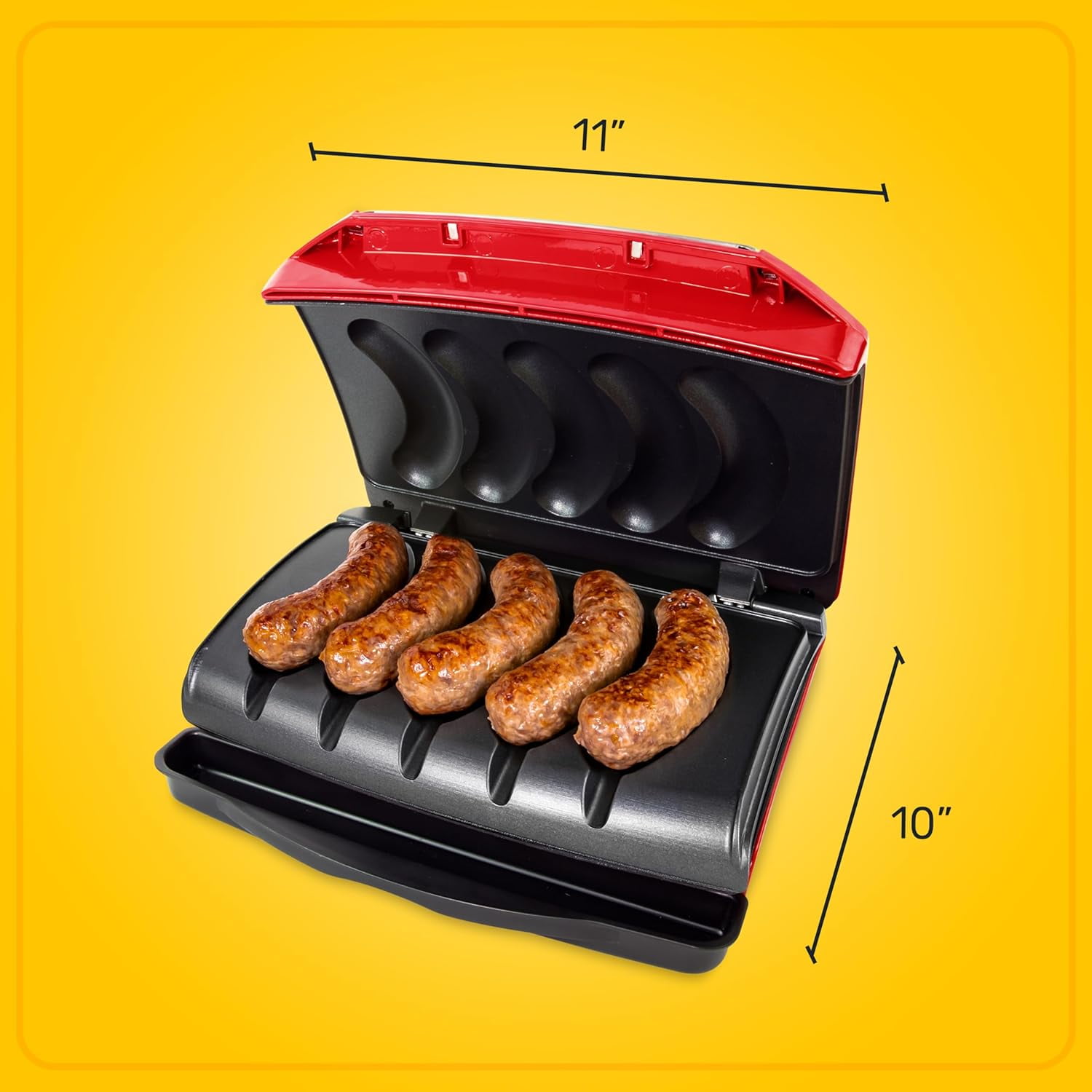 Game Day Sausage and Brat 5 Link Electric Grill with Oil Drip Tray ...