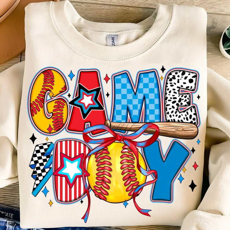Game Day Softball Sweatshirt, Brushstroke Softball Design Sweatshirt ...