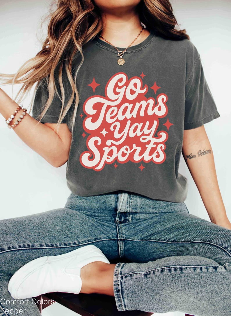 Game Day Sports Graphic Tee, Retro Go Teams Yay Sports Shirt for Fans ...