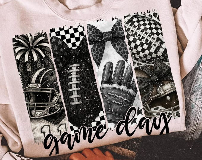 Game Day Sublimation, Football Bow Helmet , Black White Checkered Game ...