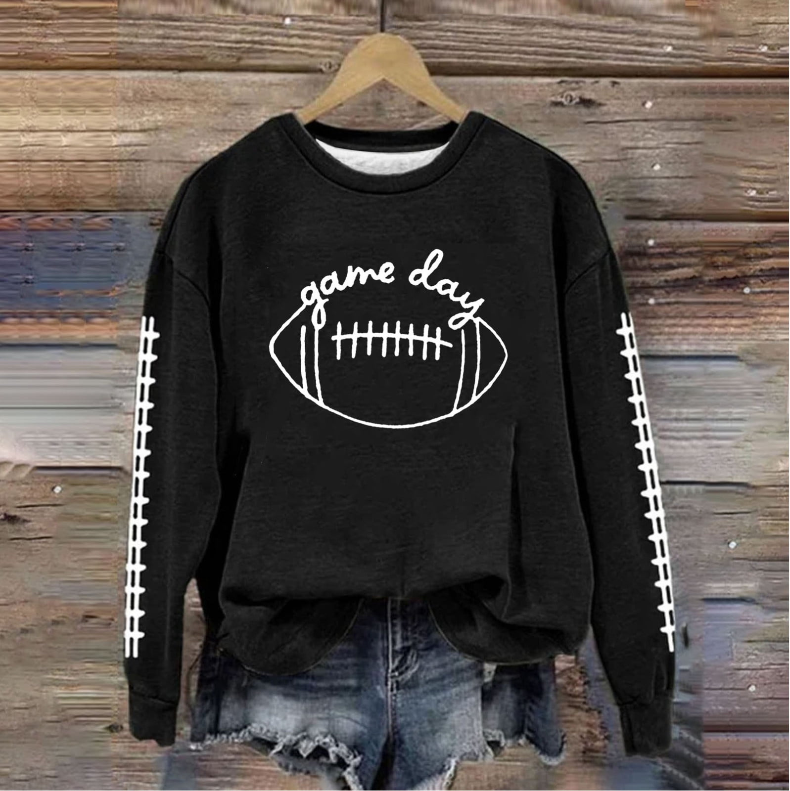 Game Day Sweatshirts for Women Football Graphic Long Sleeve Shirts ...
