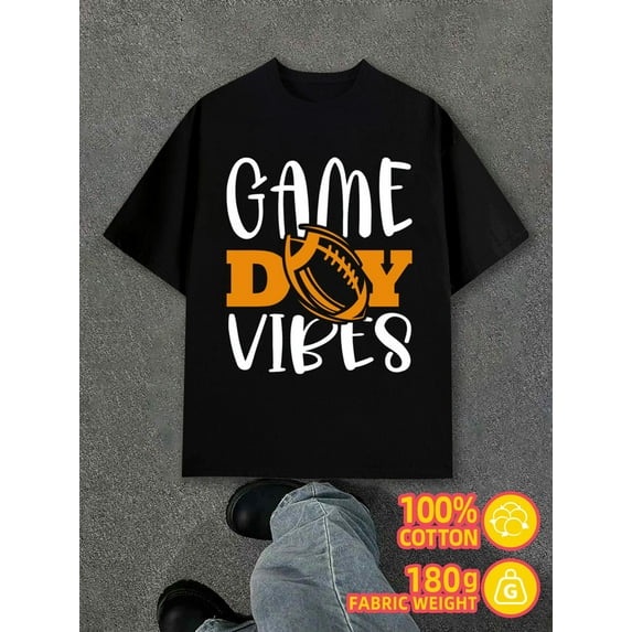 Game Day Vibes men's black 180G 100% Cotton spring and summer clothing ...