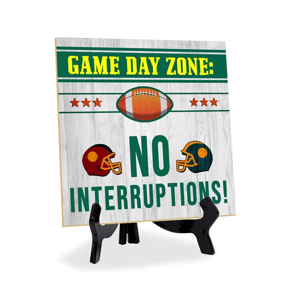 Game Day Zone: No Interruptions! 5"x 5" Square Table Sign With Acrylic ...