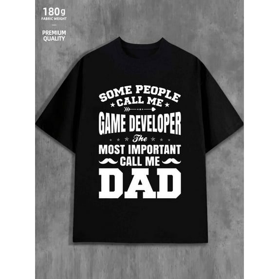 Game Dev Dad for men Exercise 180G 100% Cotton black Running Dumbbell ...