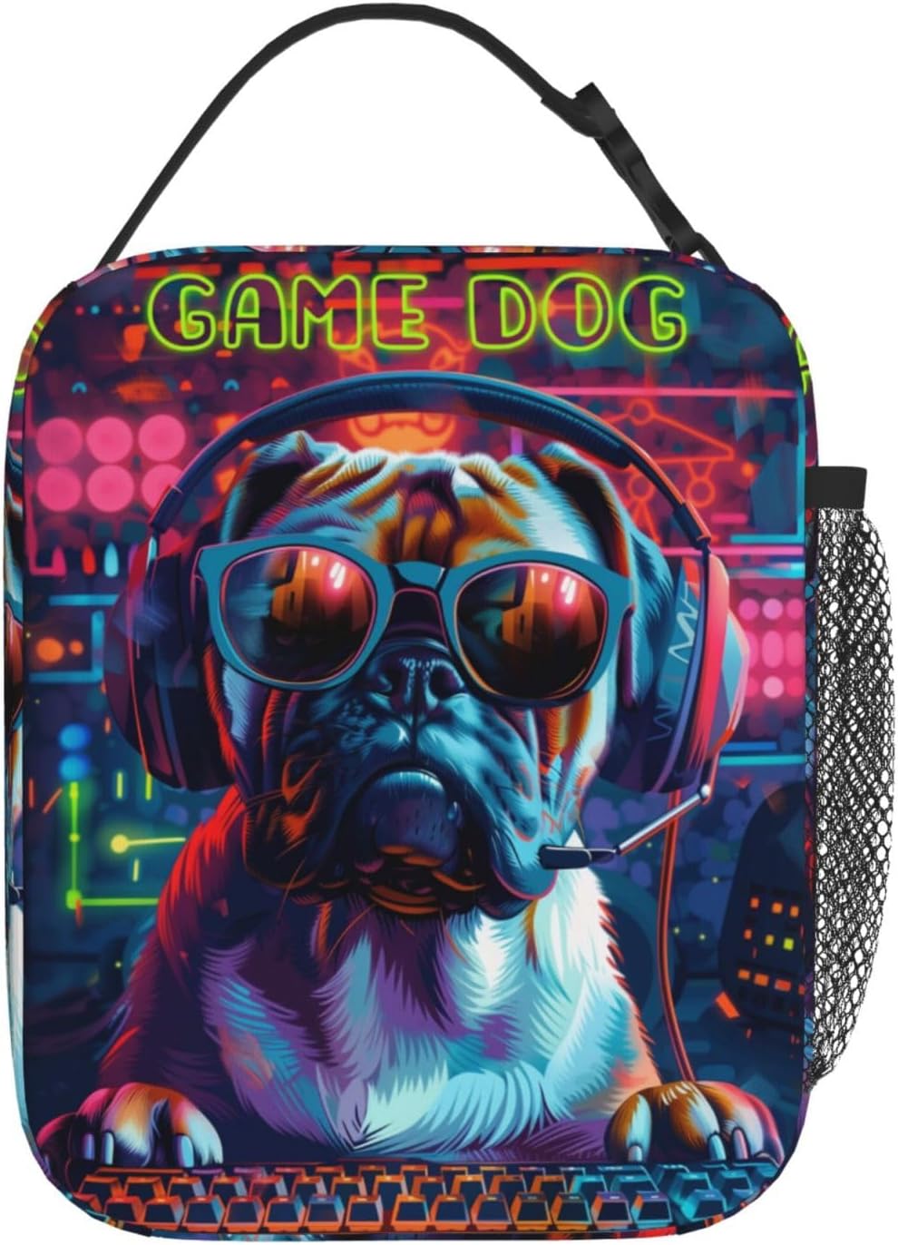 Game Dog Gamer Dogs Lunch Box Gaming Pug Computer Games Lunch Totebag ...