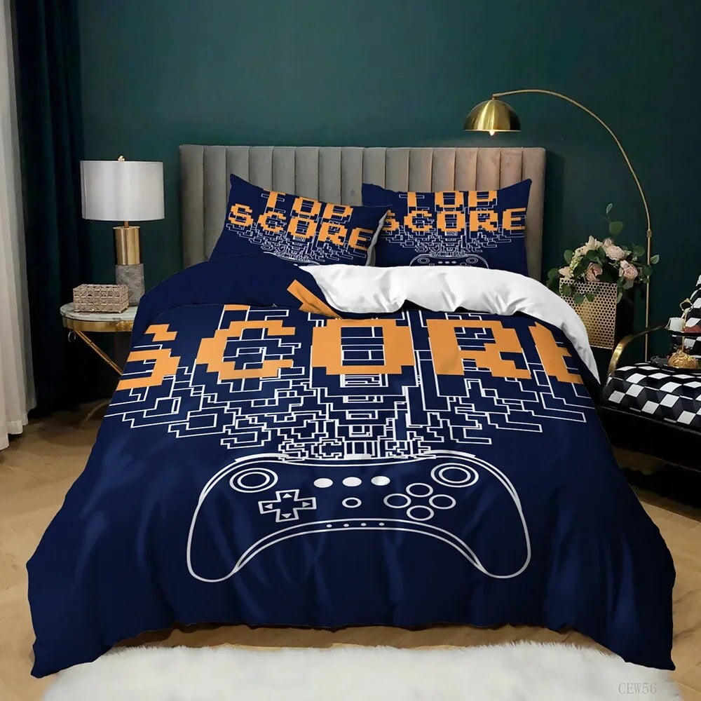 Game Duvet Cover Set Modern Black Gamer Video Game Controller Bedding ...