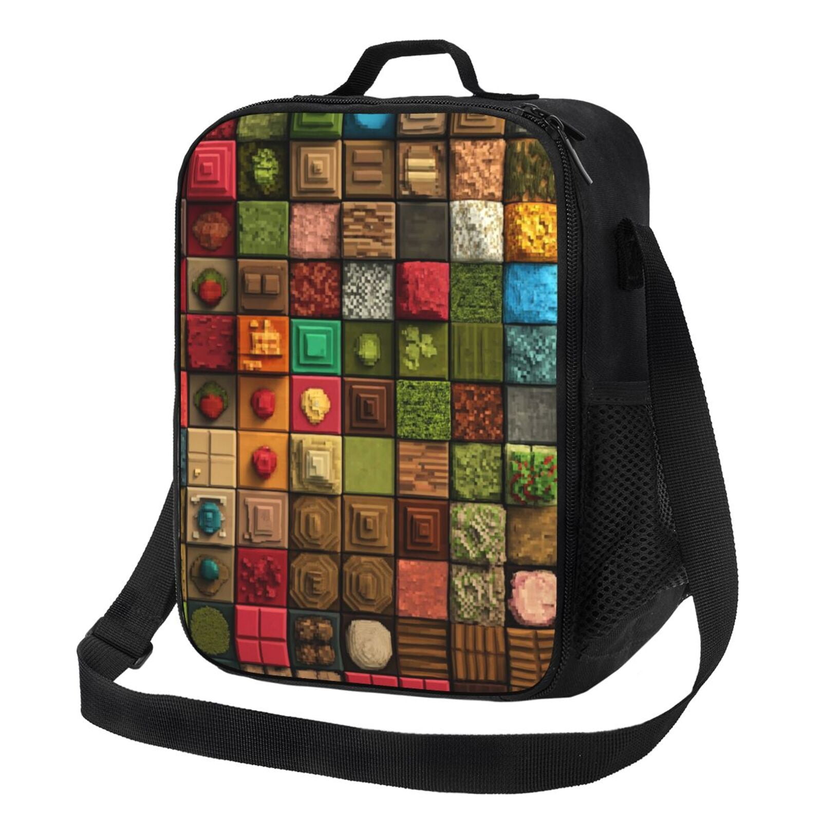 Game Element Texture Lunch Bag Insulated Shoulder Tote for Adults ...