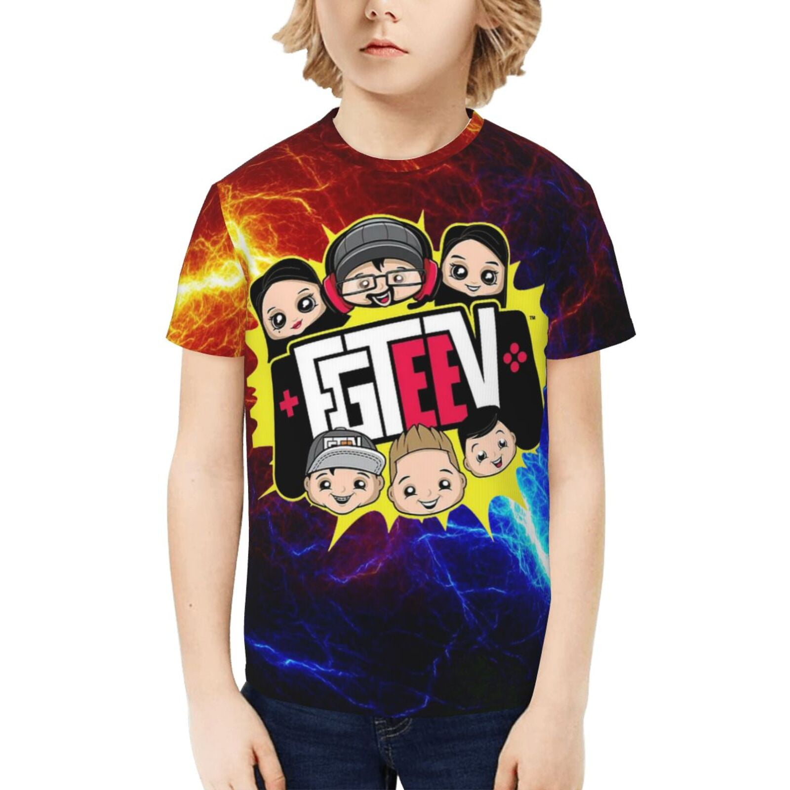 Game Fgteev Youth Kids Fashion T-Shirt Graphic Short Sleeve Shirt Tees ...
