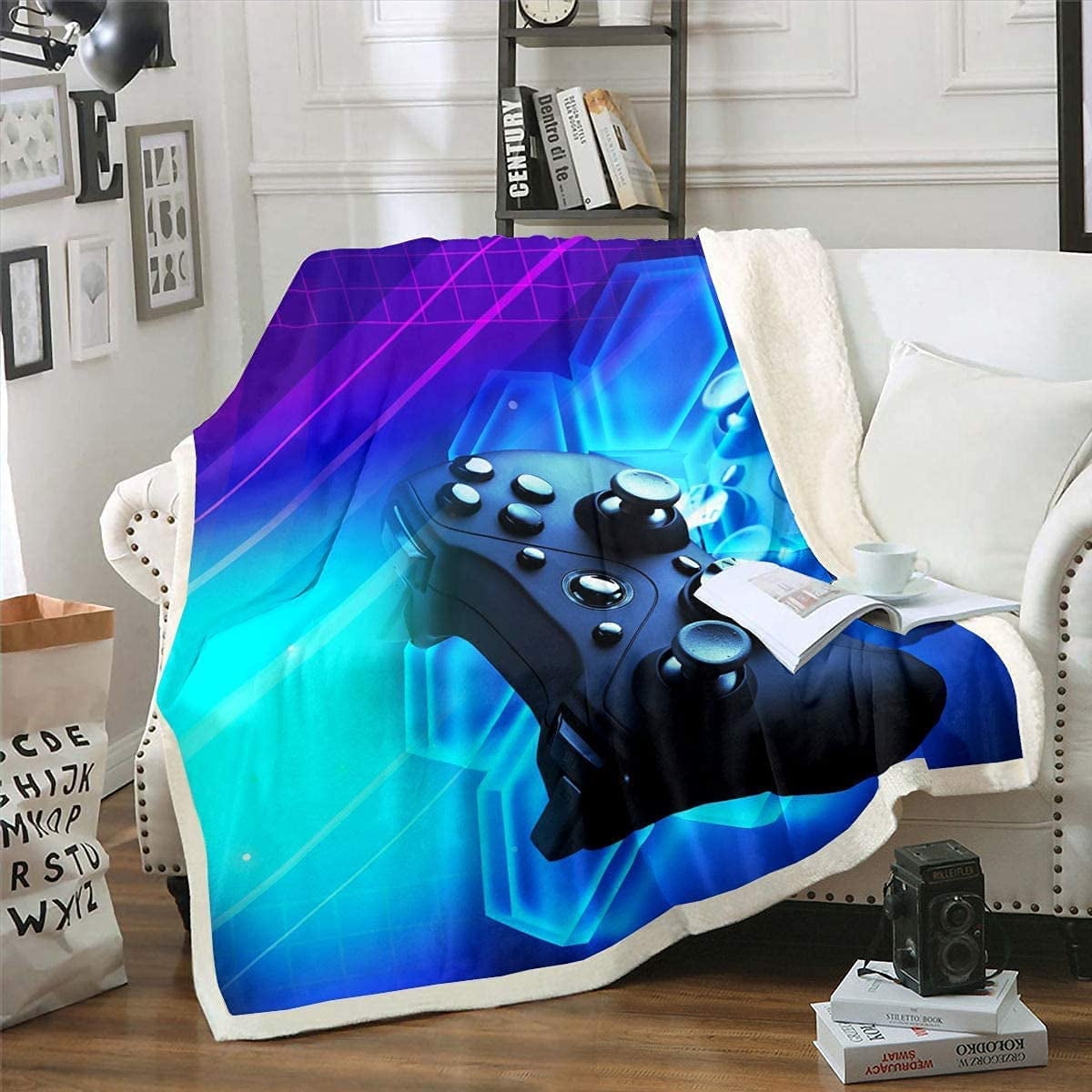 Game Gamepad Fleece Blanket,Boys Youth Teens Gamer Room Decor Throw ...