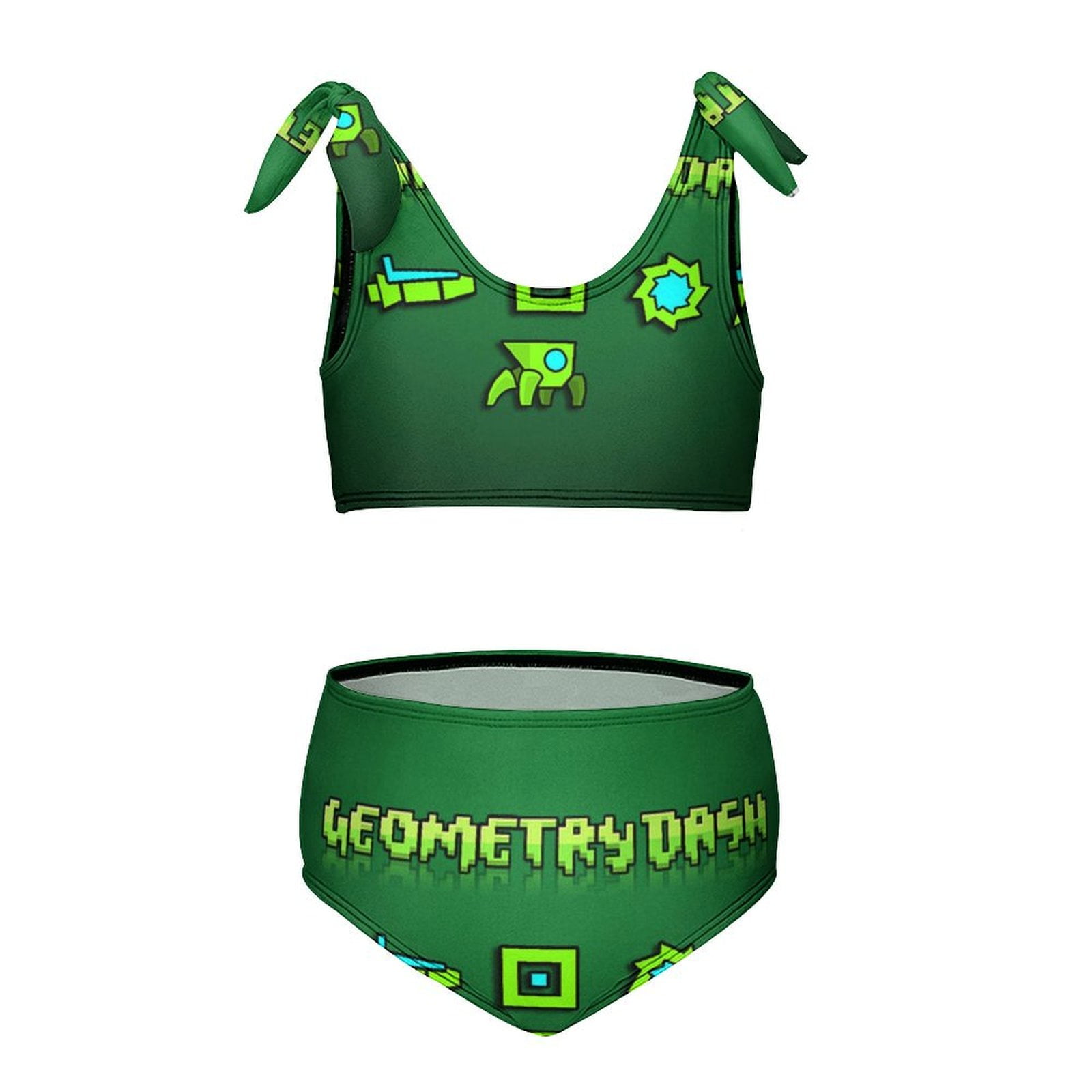 Game Geometry Dash Girls Swimsuits Set 2pcs Summer Holiday Bathing Suit ...