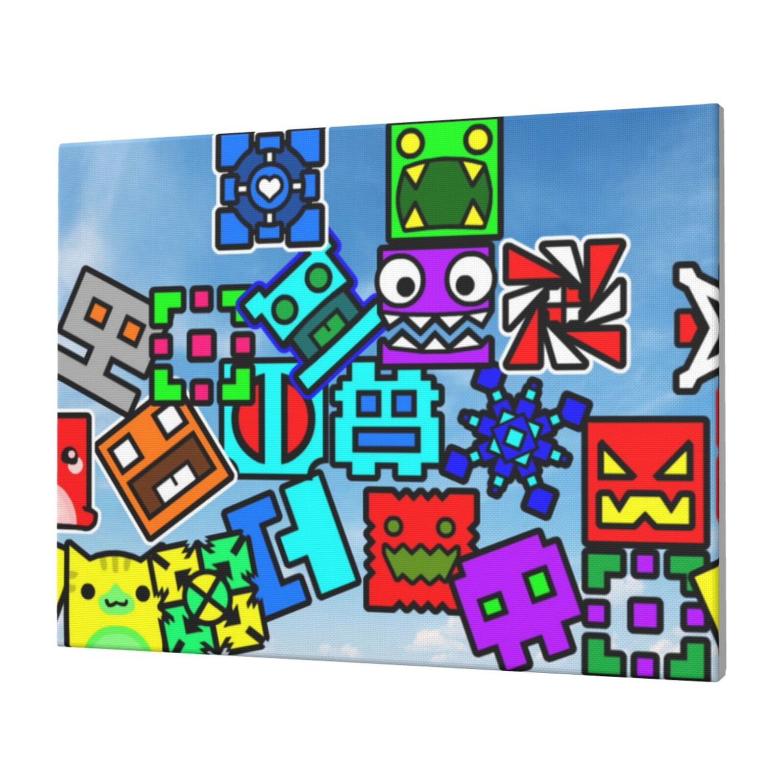 Game Geometry Dash Levels Canvas Decorative Picture Frame Wall Poster ...