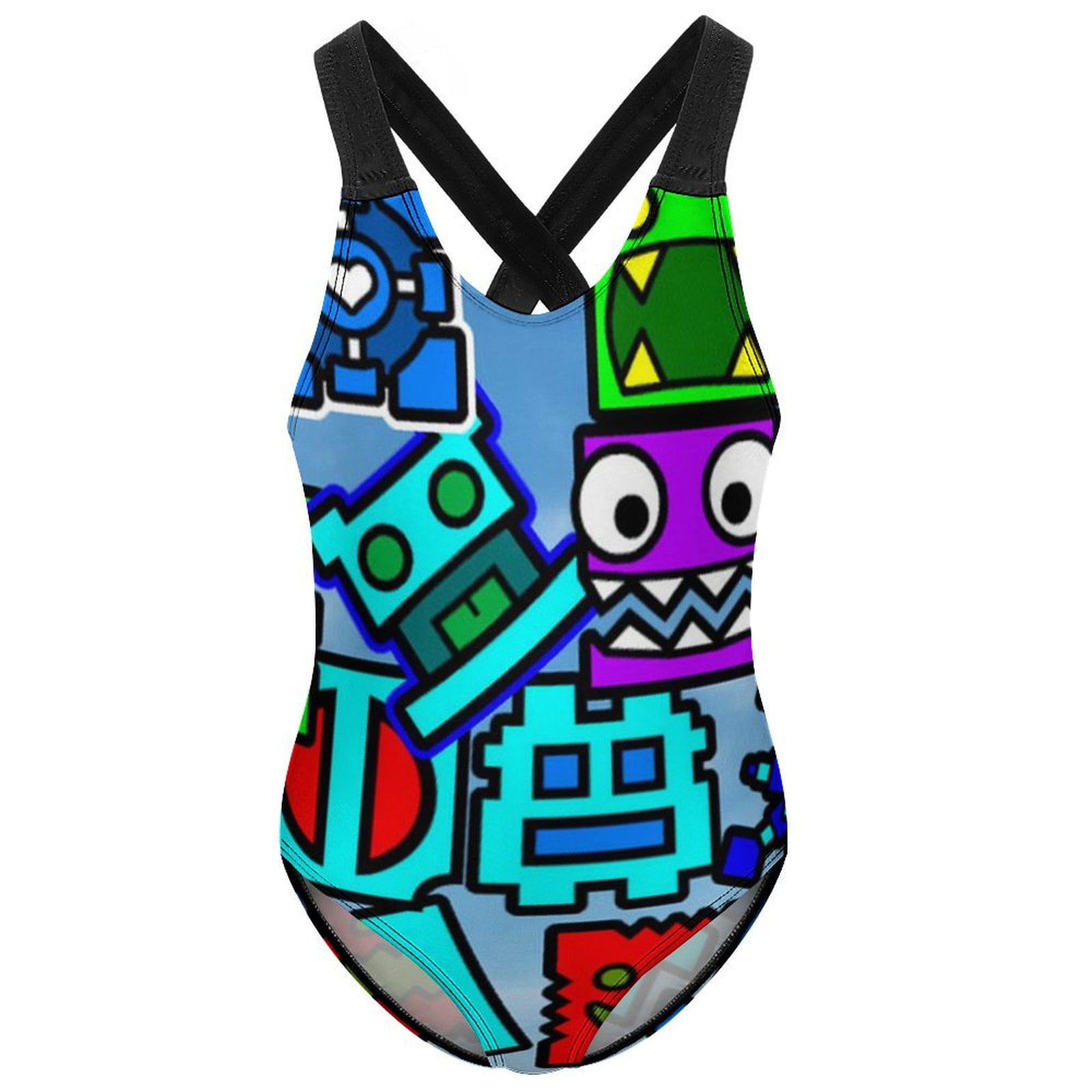 Game Geometry Dash Levels Children's One-piece Swimsuit Summer Girl's ...
