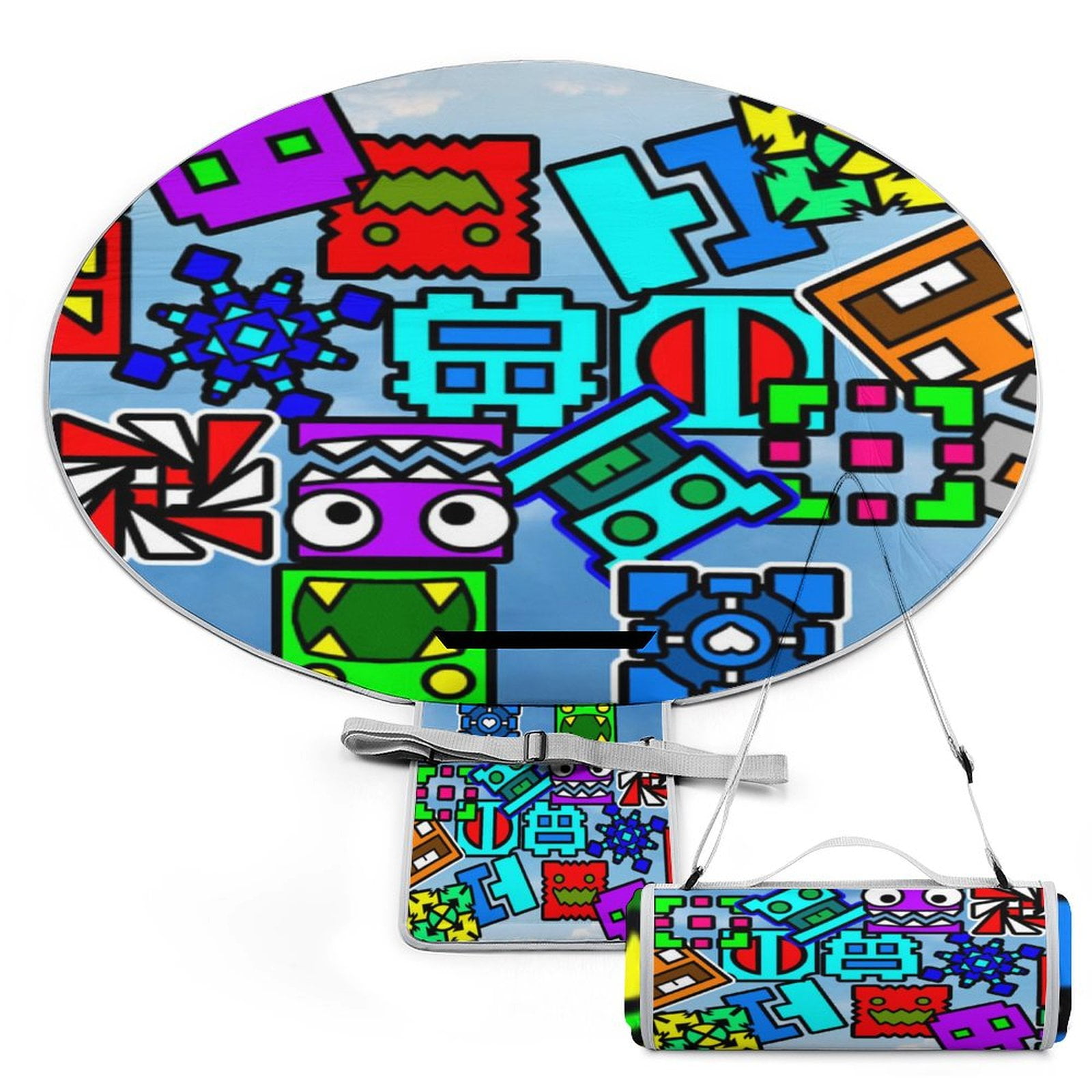 Game Geometry Dash Levels Round Picnic Mat Summer Beach Blanket ...