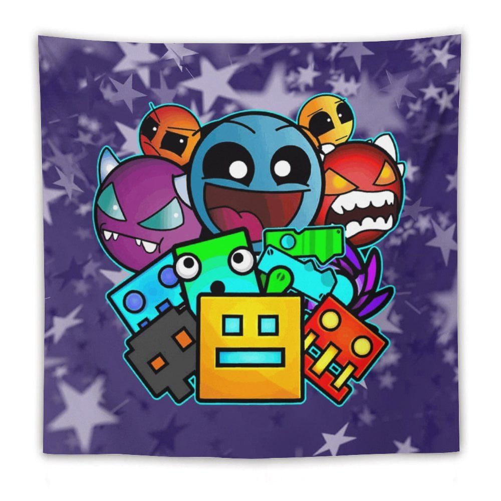 Game Geometry Dash Tapestry, Wall Art Hanging Decor Tapestry 60x60 Inch, Living Room Room ...