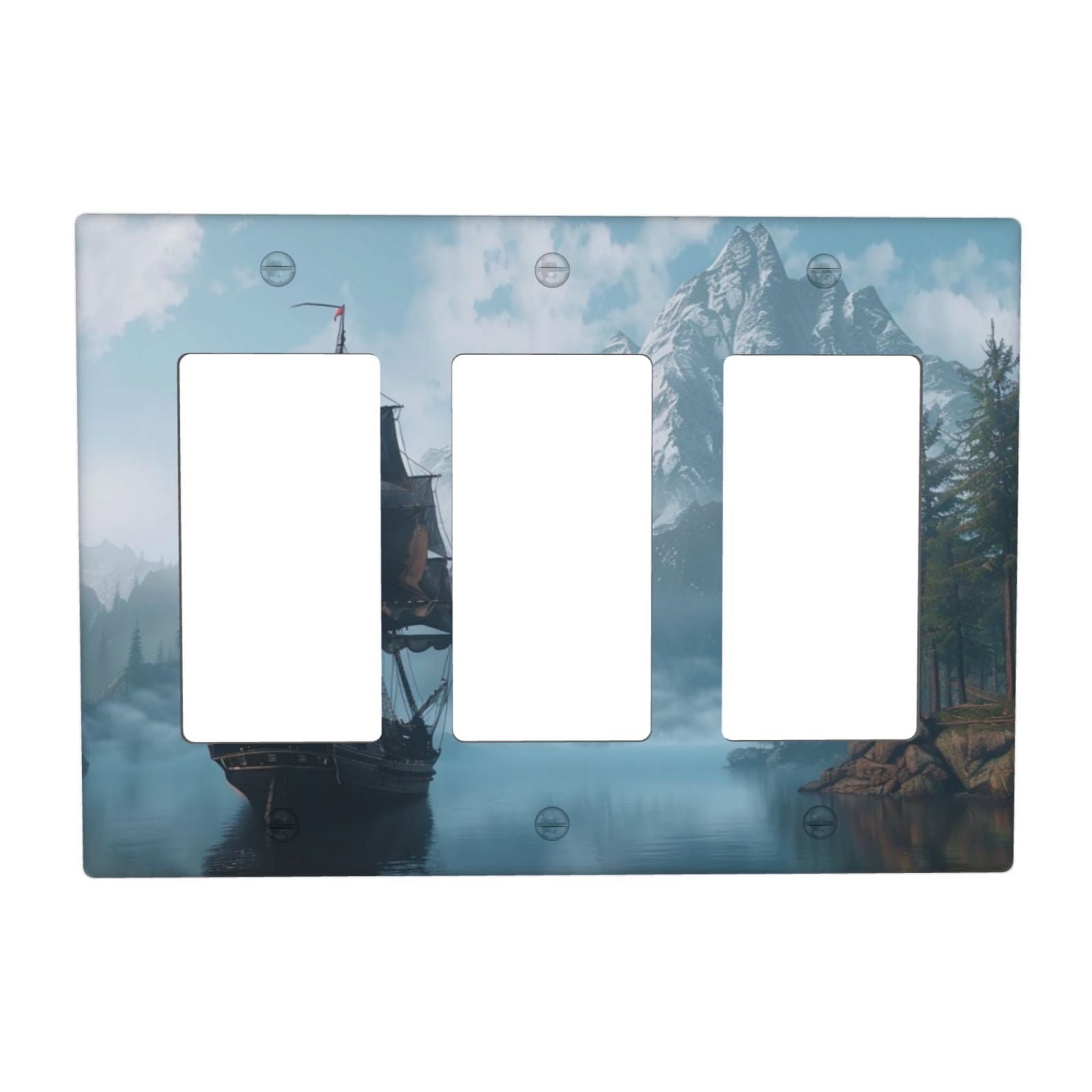 Game Graphics Lake Switch Cover Decorative Wall Plate 3-Gang Standard ...