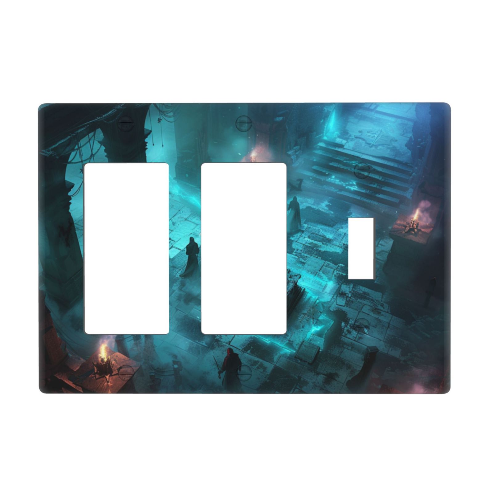 Game Graphics Temple Switch Cover Decorative Wall Plate 3-Gang 2-Decor ...