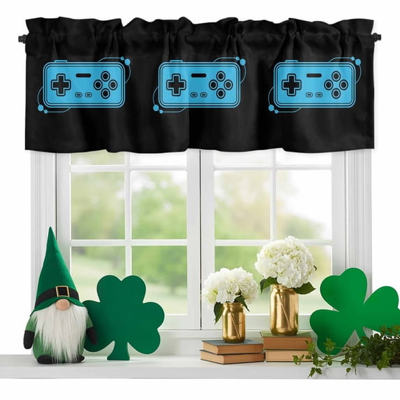 Game Handle Valances for Windows, Retro Blue Cartoon Game Console Rod ...