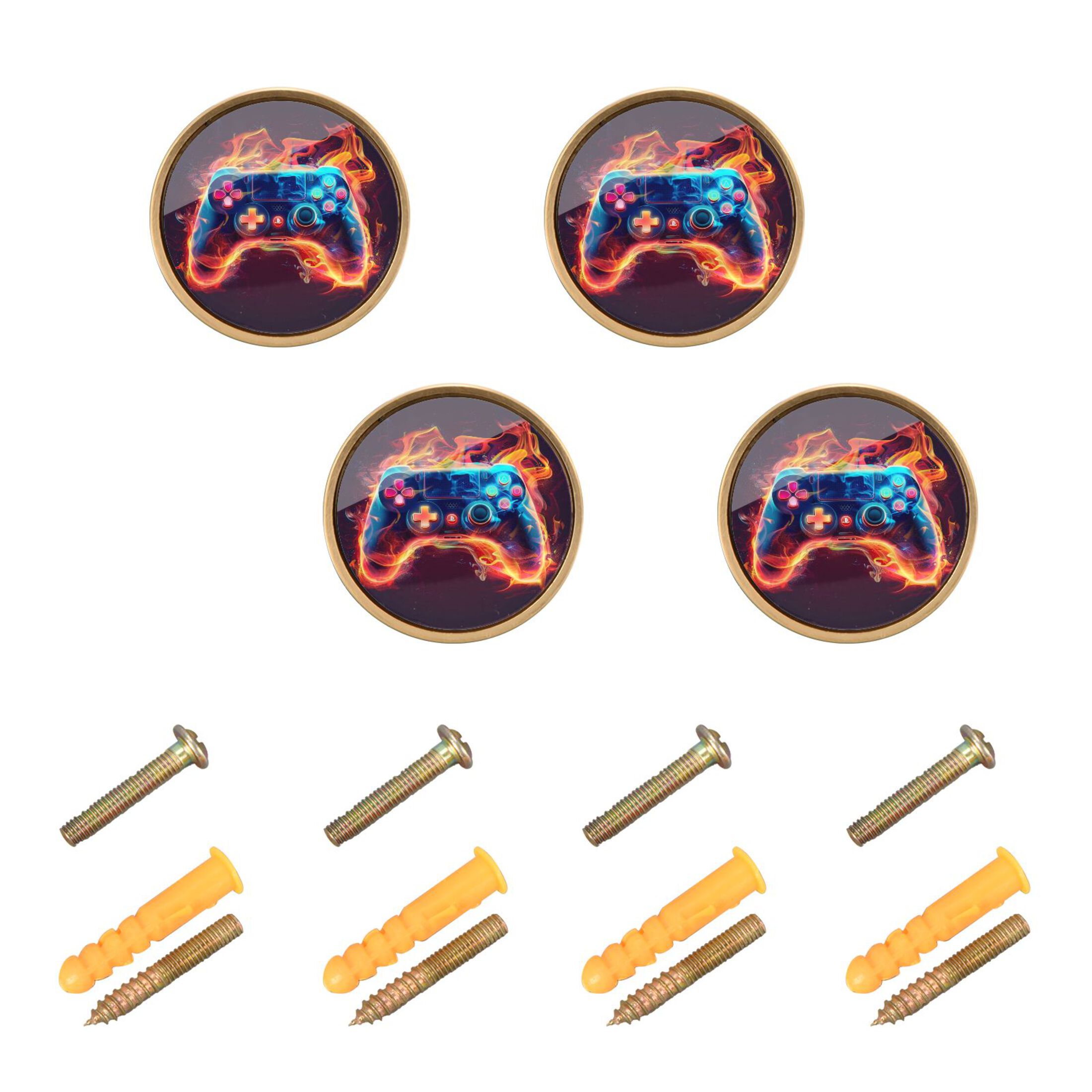 Game Handle with Fire Cabinet Knobs Sets Kitchen Pulls Dresser Drawer ...