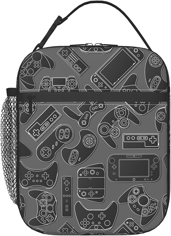 Game Insulated Lunch Box Game Console Lunch Bag Reusable Portable Gamer ...