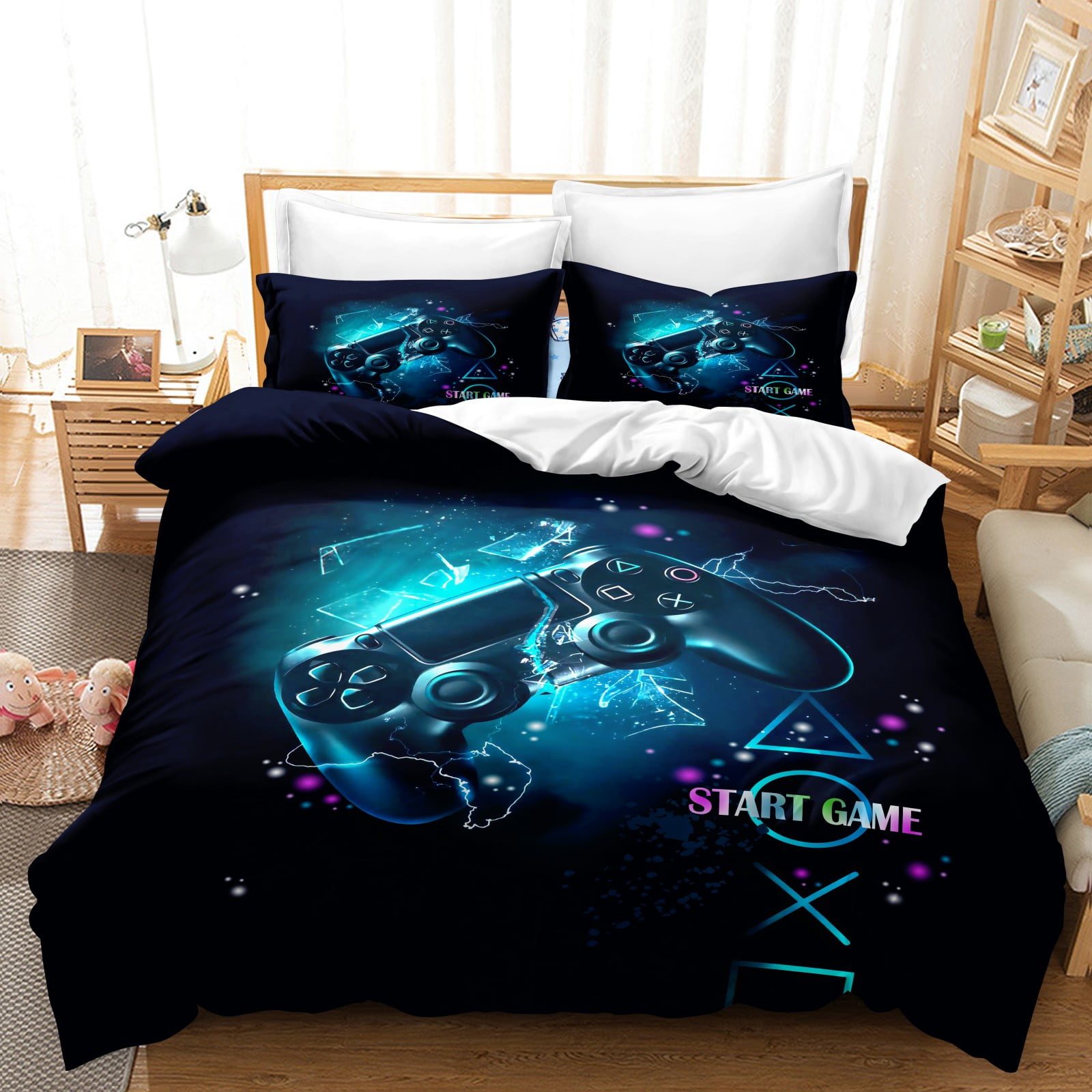 Game Joystick Quilt Cover 3D Gaming Controller Bedding Sets Gamer Room ...