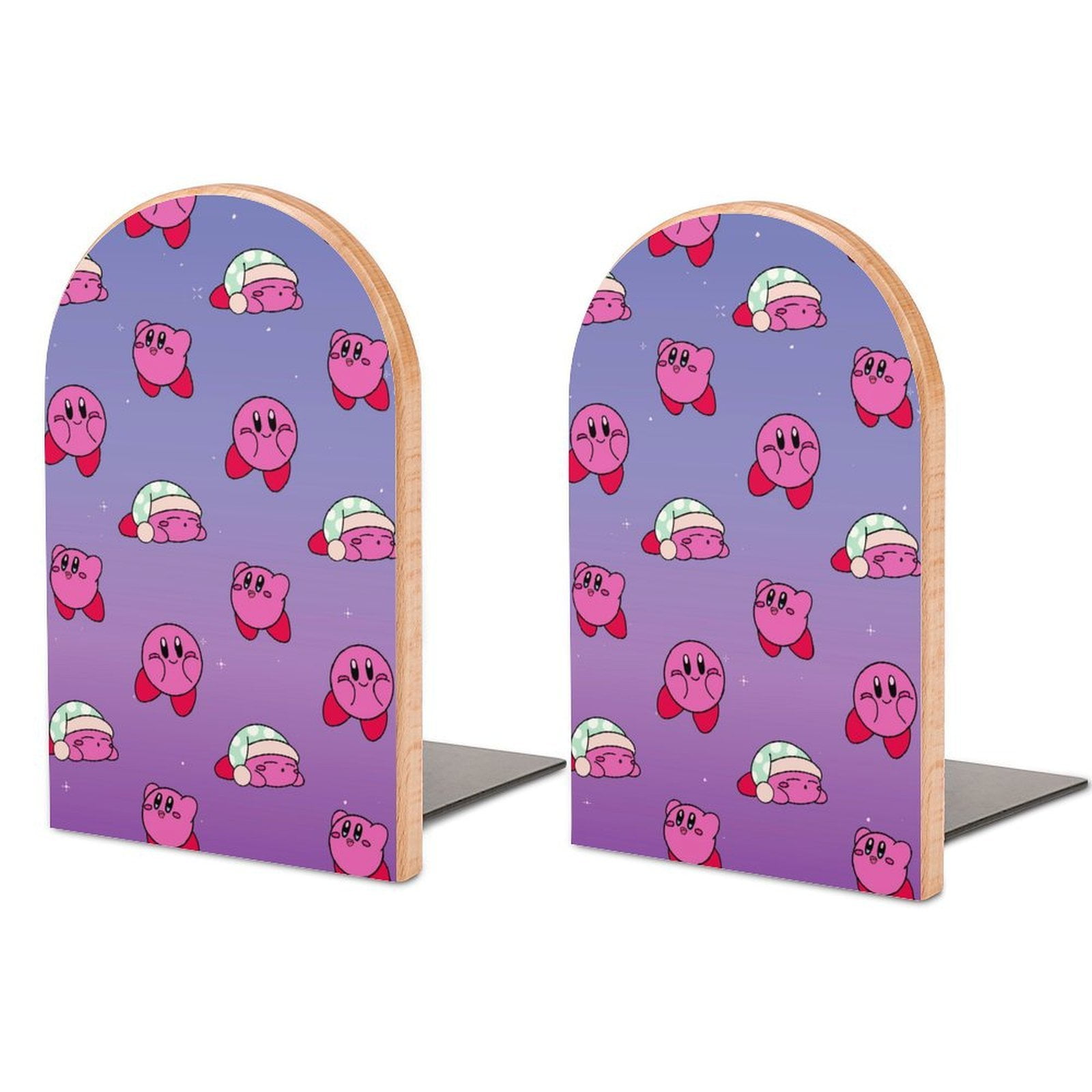 Game Kirby Bookends Wood Book Divider Decor Shelves Non-Skid Book Stand ...