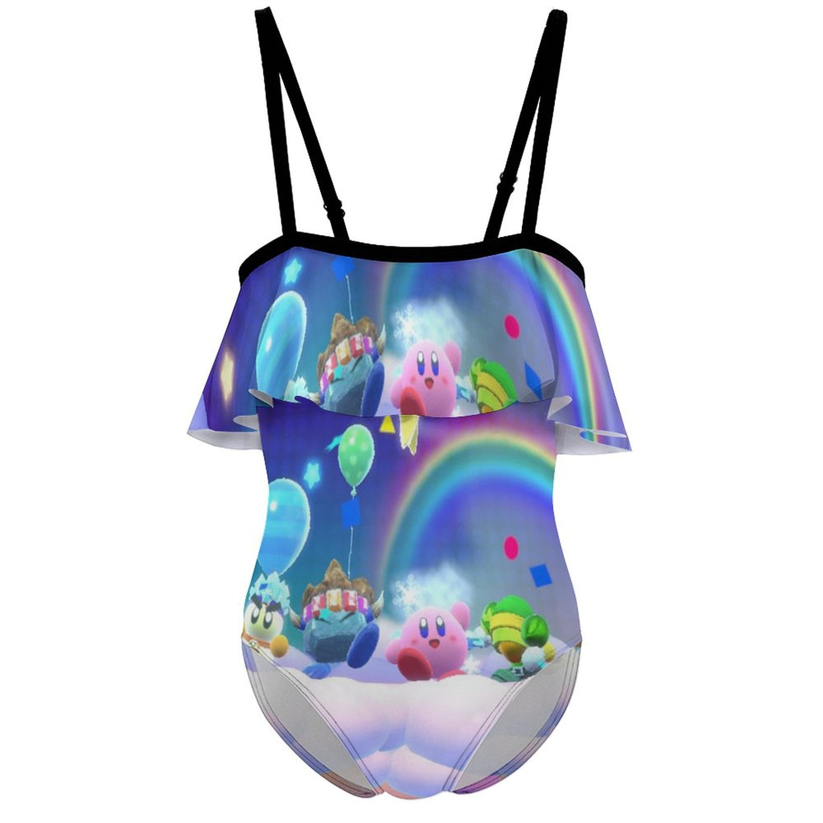 Game Kirby Character Children's Swimsuit Adjustable Off Shoulder Ruffle ...