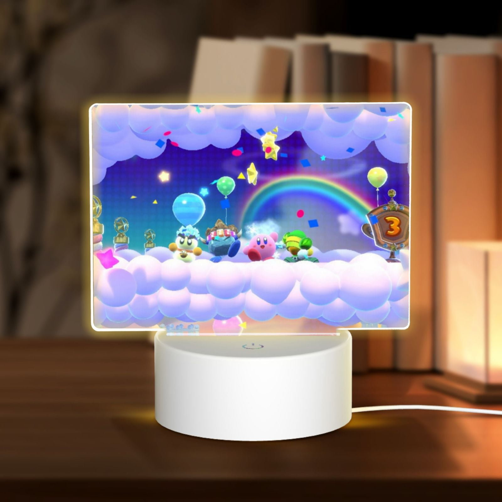 Game Kirby Character Rectangular Acrylic Night Light Adjustable 3 Light ...