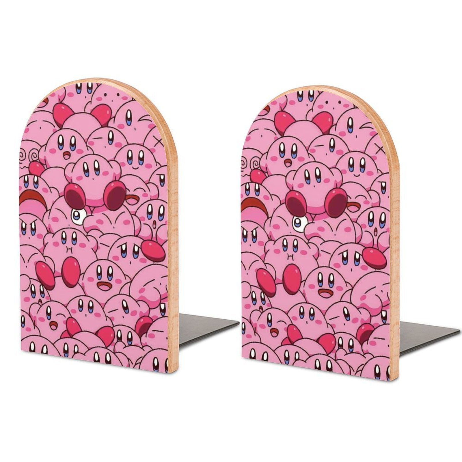 Game Kirby Pattern Bookends Wood Book Divider Decor Shelves Non-Skid ...