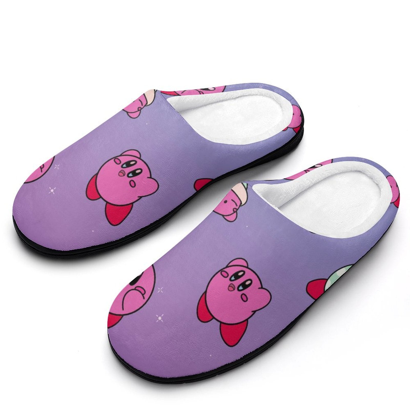 Game Kirby Women's Fuzzy Slippers Lightweight Anti-slip Rubber Sole ...