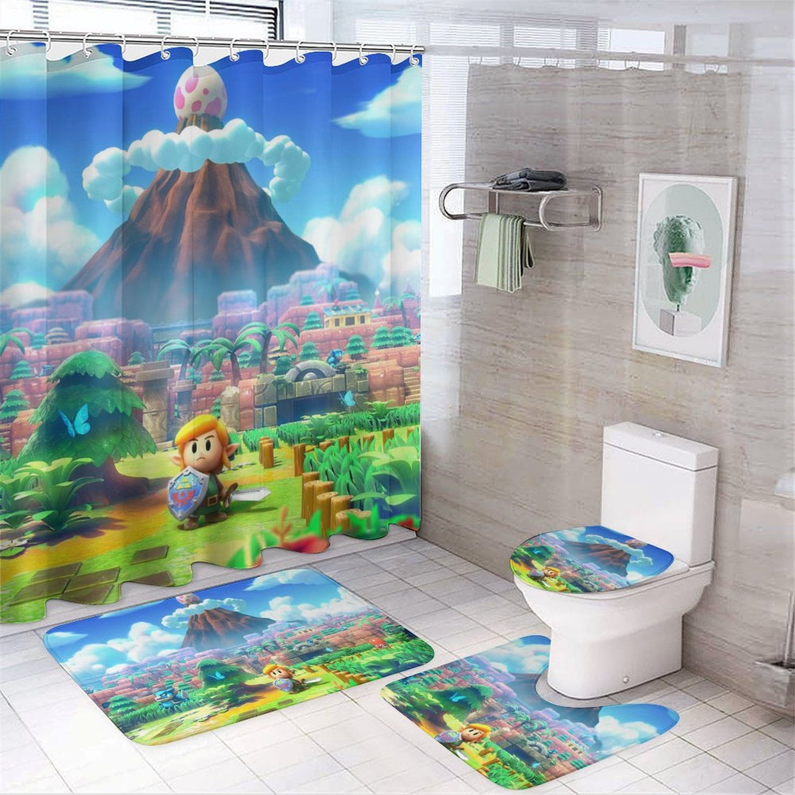 Game The Legend of Zelda Link's Awakening Shower Curtain Set 4 Pieces ...