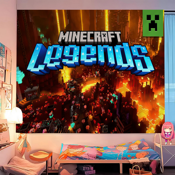 Game M-Minecraft Cartoon Tapestry Art Science Fiction Room Home Decor ...