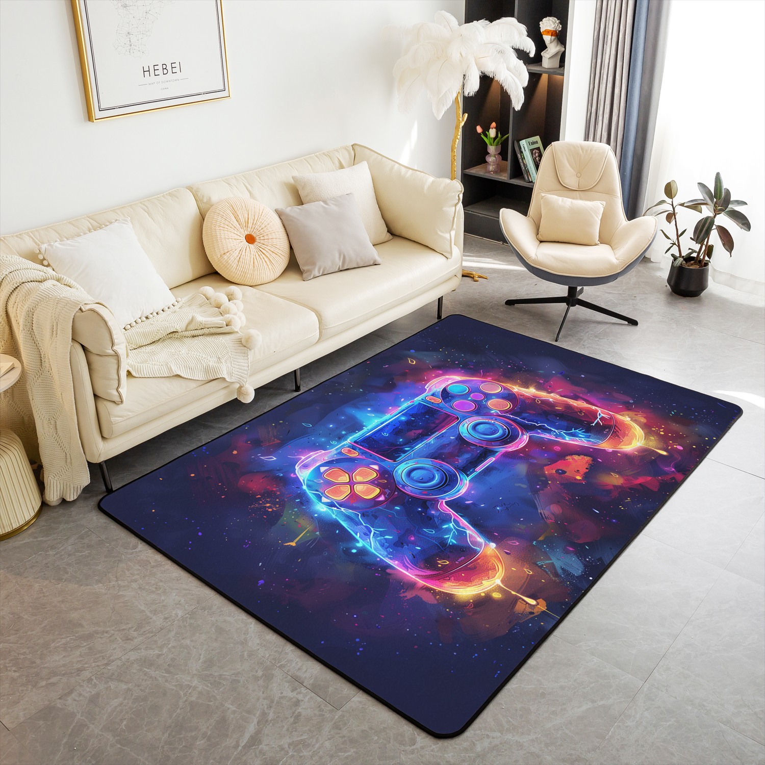 Game Machine 3'3" x 4'11" Area Rug,Game Controller Carpet,Oil Painting ...