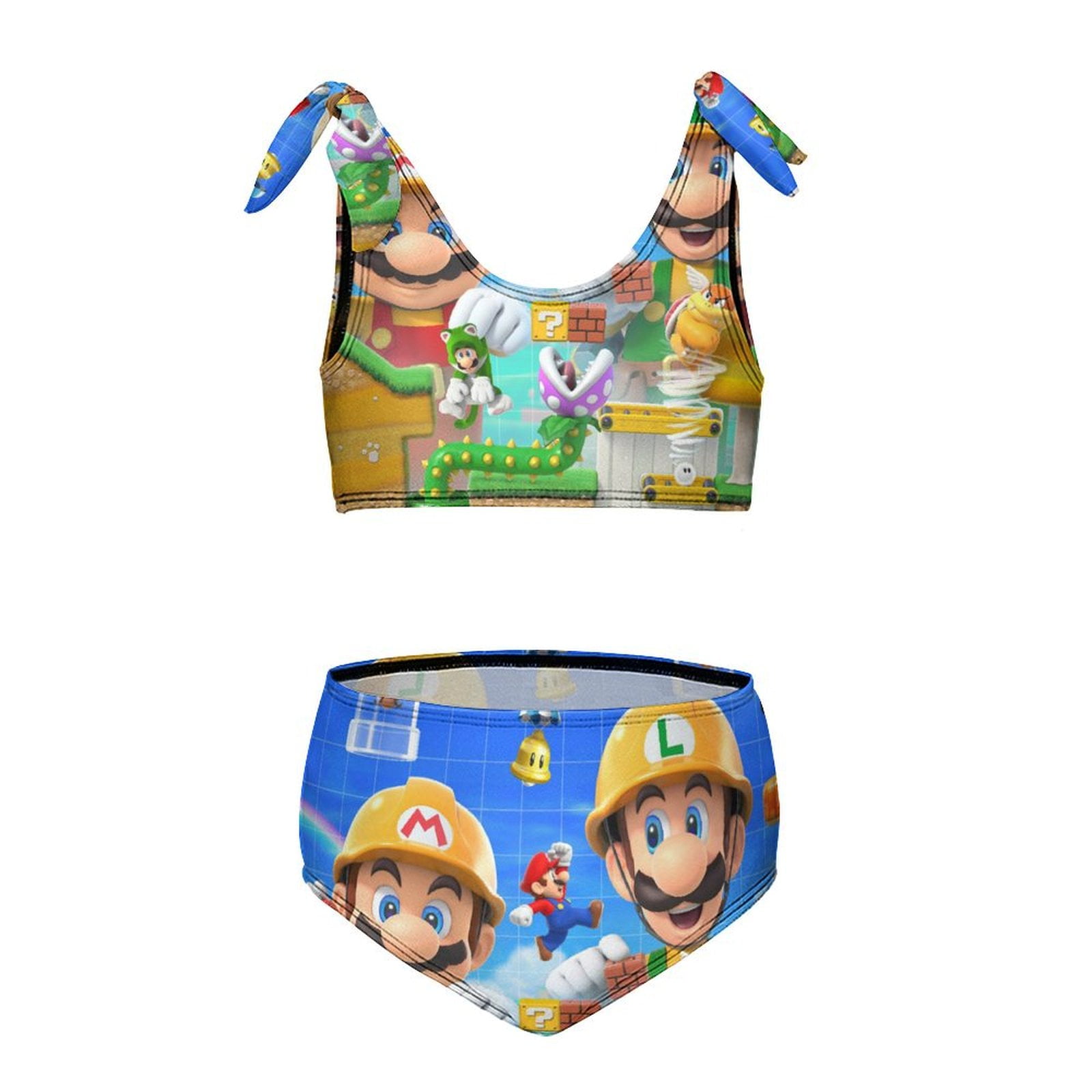 Game Mario Bros Luigi Kid's Swimwear Two Piece Swimsuit Summer Beach ...