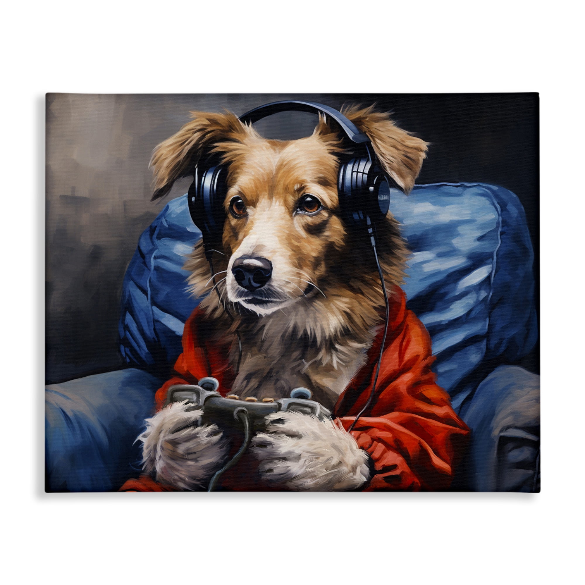 Game Master Dog Canvas Wall Art, design by Shawna Stewart - Walmart.com