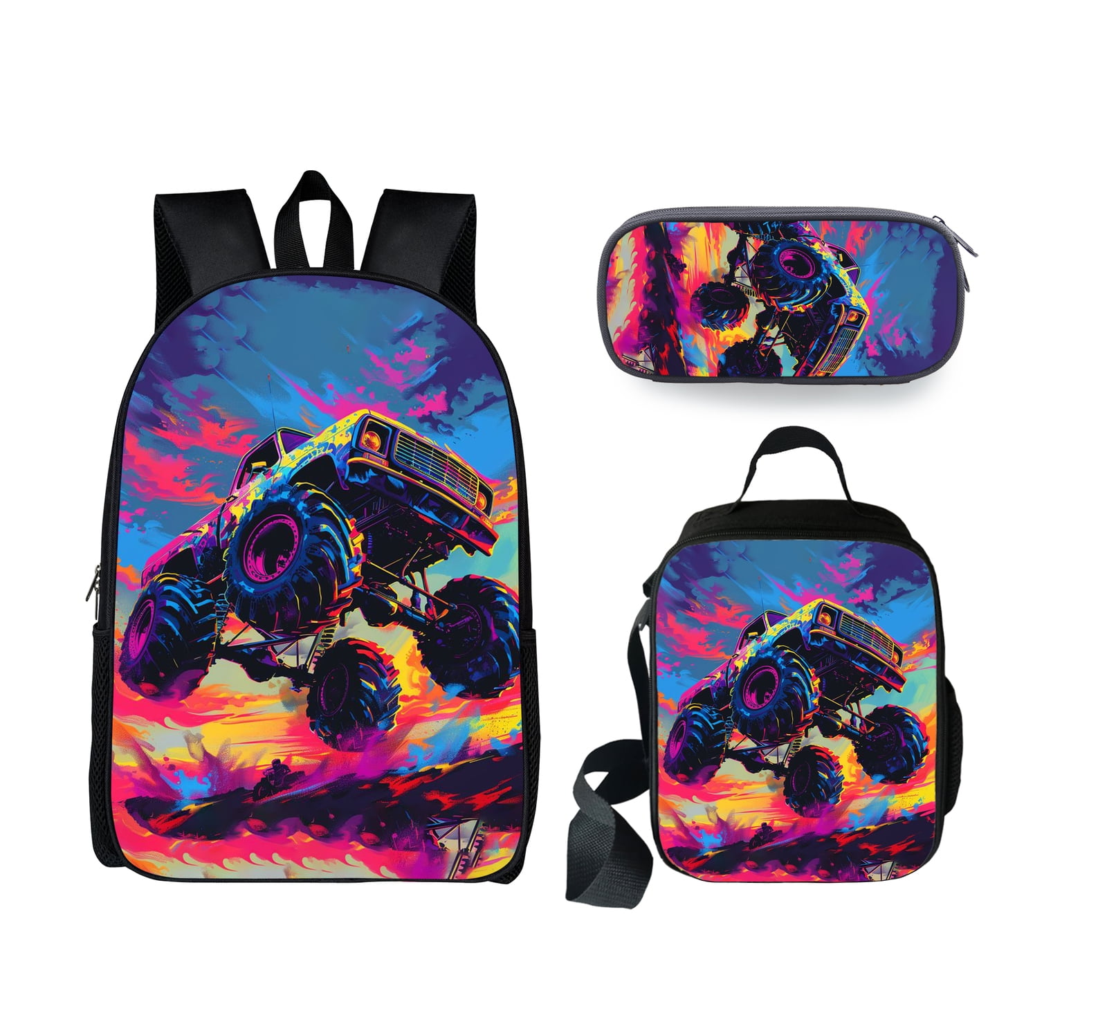 Game Monster Trucks Backpack Unisex Travel Backpack Cartoon 3D Printed ...