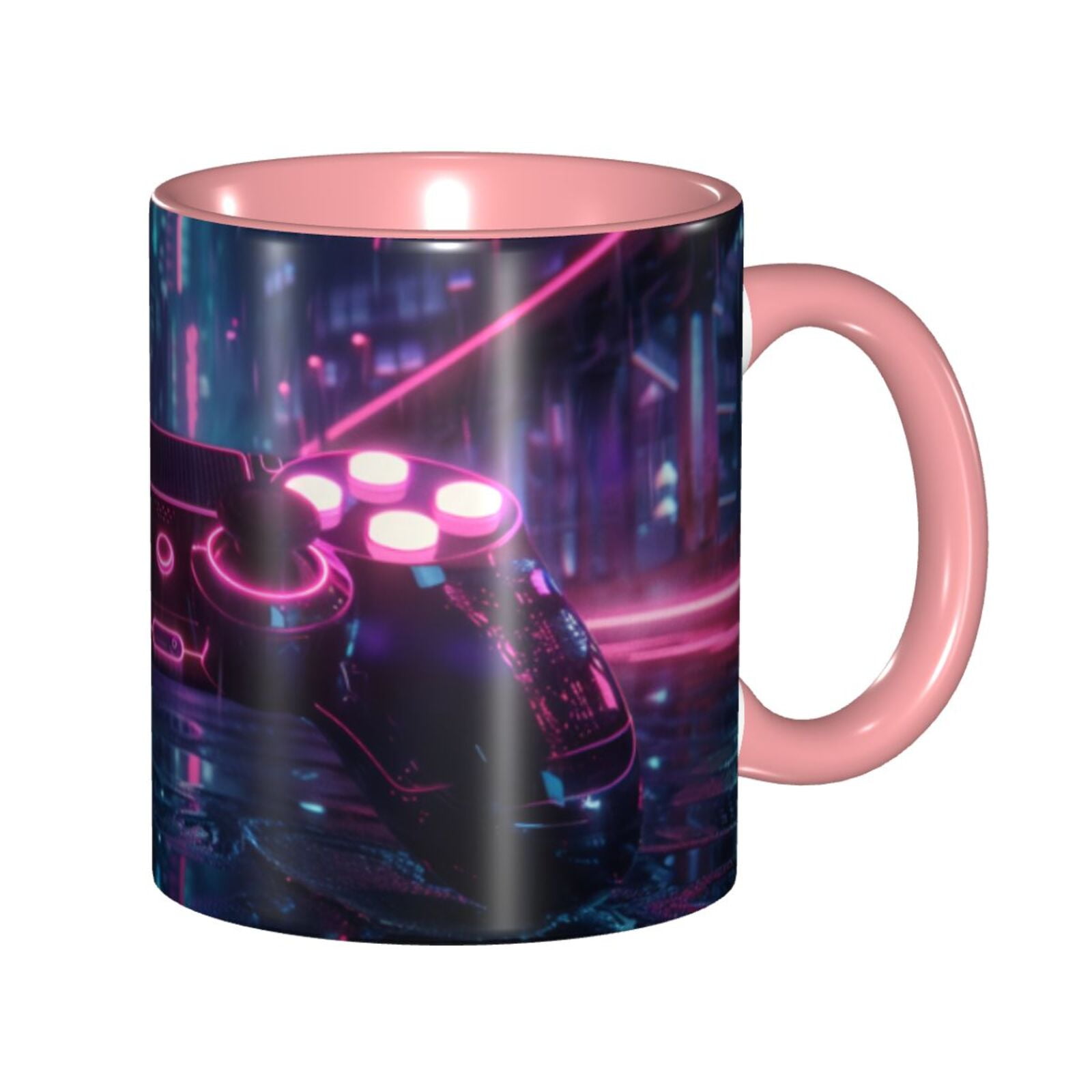 Game Neon Cyberpunk Style Coffee Mug Fun Custom Ceramic Mugs 11oz Pink ...