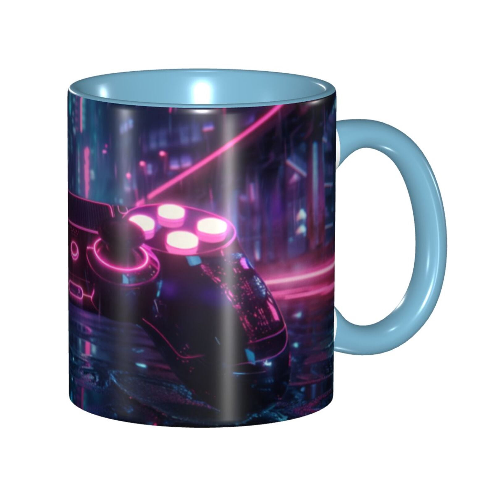 Game Neon Cyberpunk Style Coffee Mug Fun Custom Ceramic Mugs 11oz Sky ...