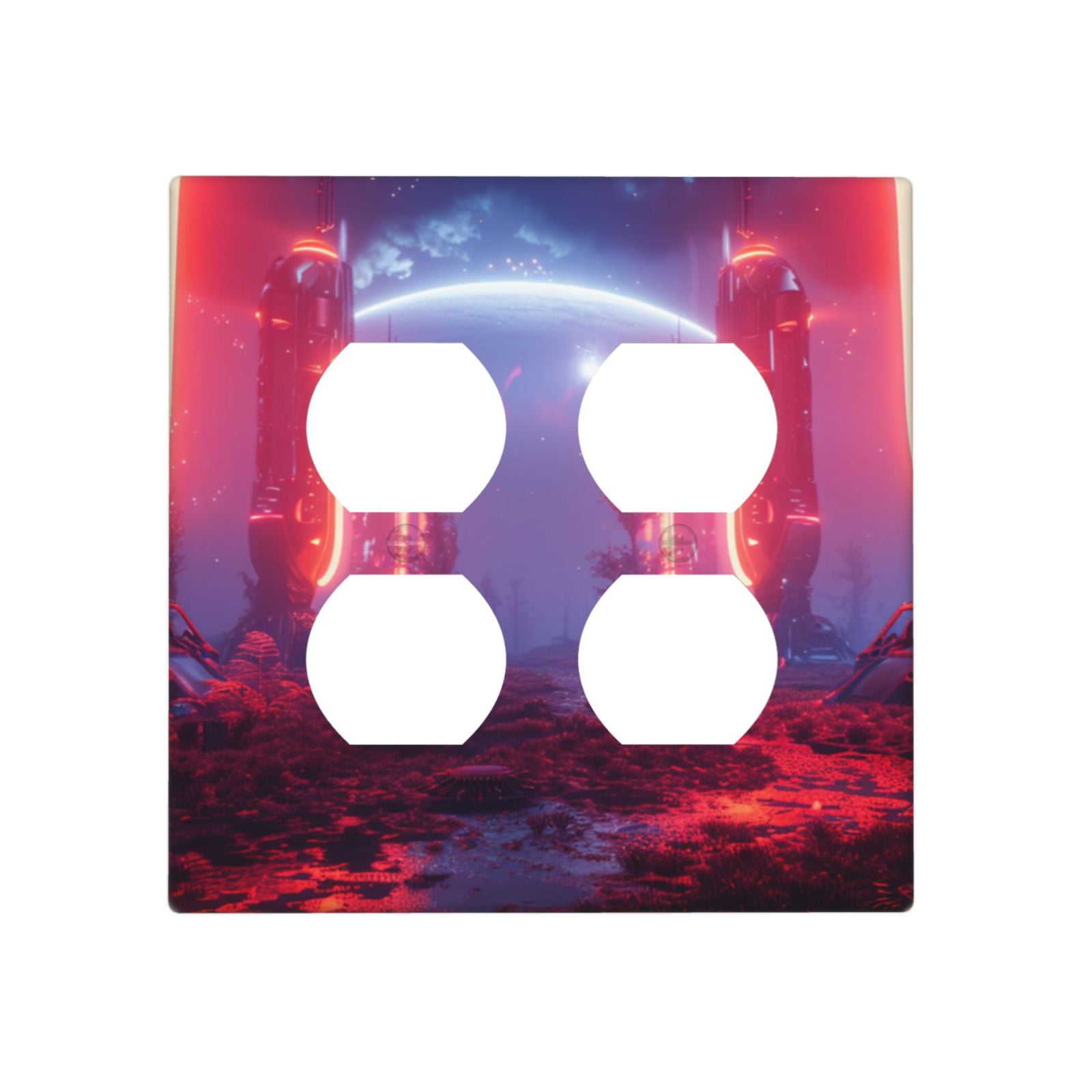 Game Neon Cyberpunk Style Switch Cover Decorative Wall Plate / 2-Gang 2 ...